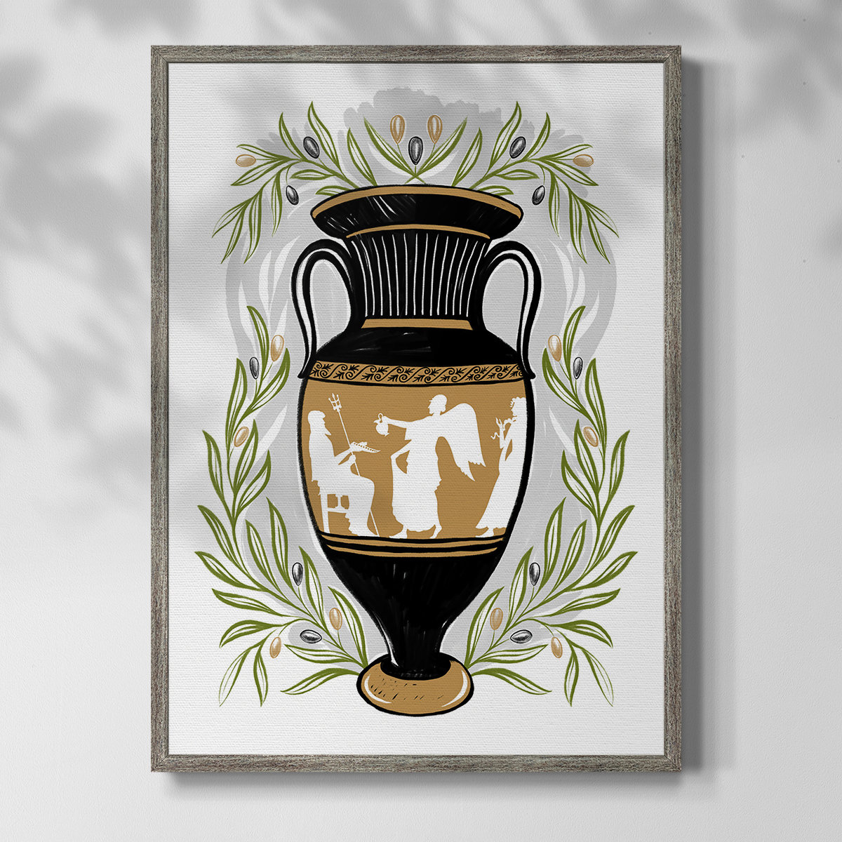 Latitude Run® Greek Vases II Framed Print - Solid Wood | Wayfair