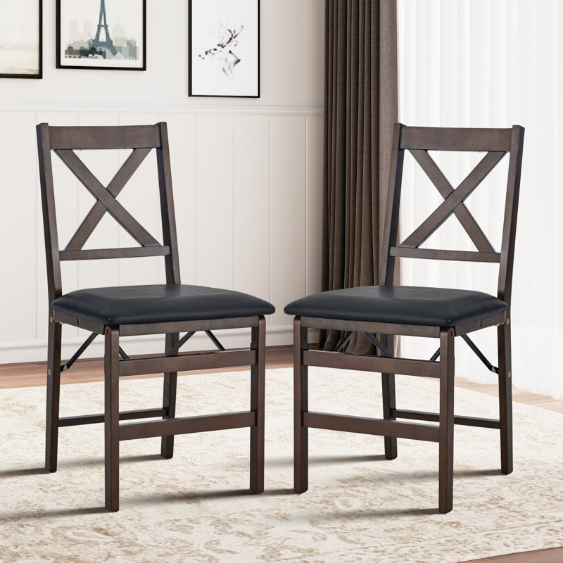 Breakwater Bay Padded Cross Back Folding Dining Chair Side Chairs | Wayfair