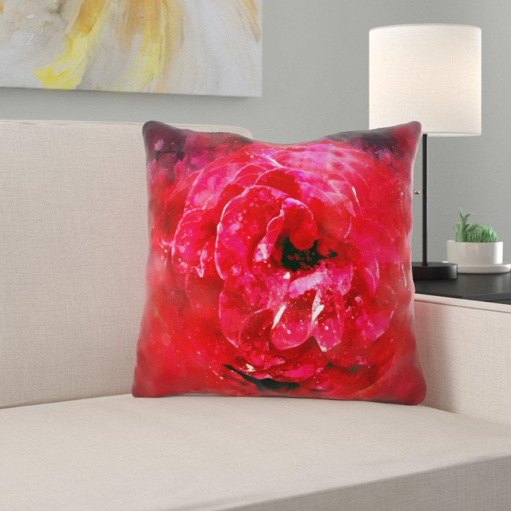 Rug Tycoon Red Rose Throw Pillow | Wayfair
