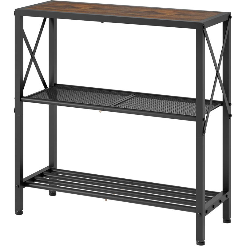 17 Stories Rustic 3-Tier Console Table With Metal Frame, Entryway Table ...