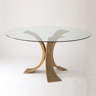 Global Views Lotus Dining Table w/Glass Top-Antique Gold/Bronze ...