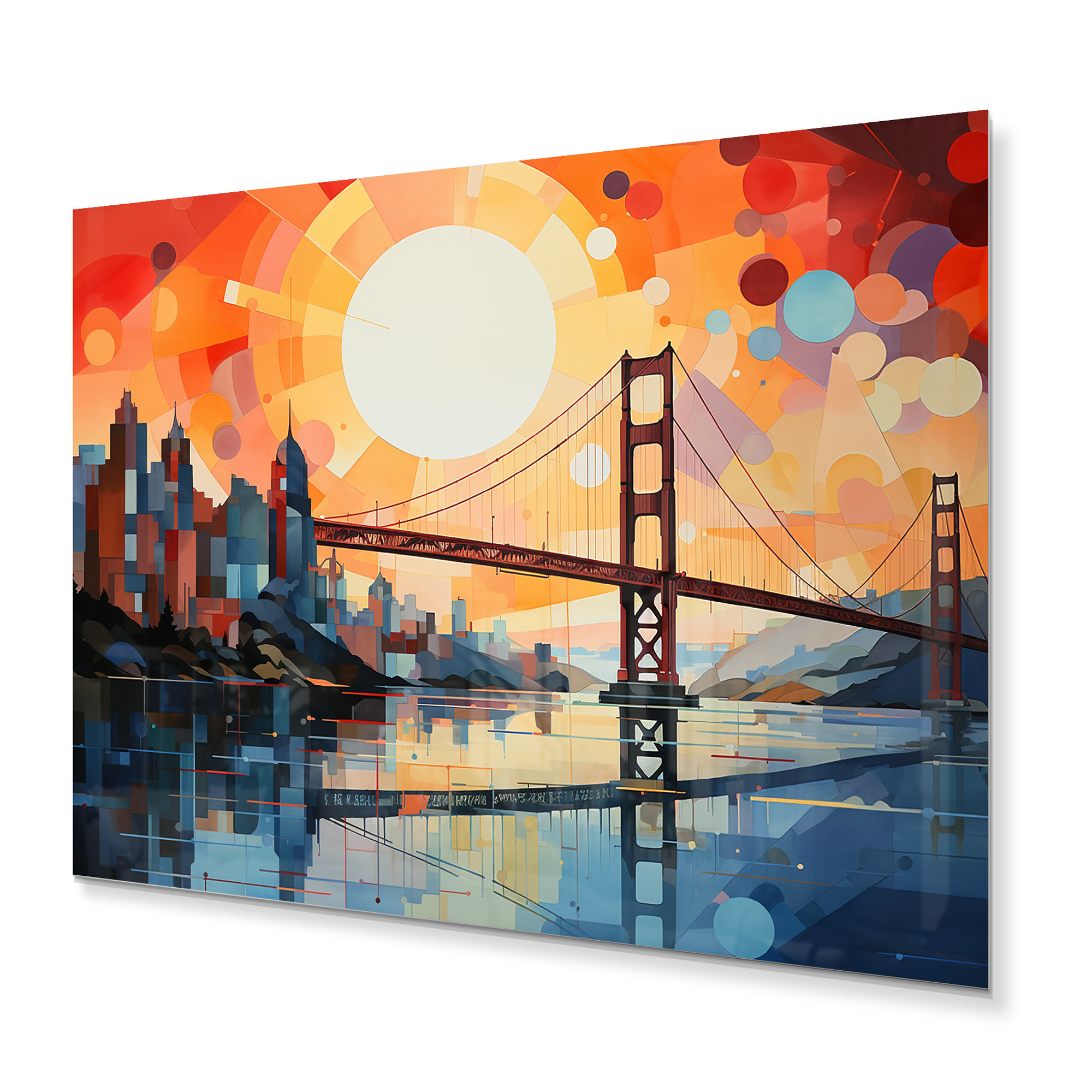 Ebern Designs Orange Bridge Of Dots I - Bridges Metal Wall Decor | Wayfair