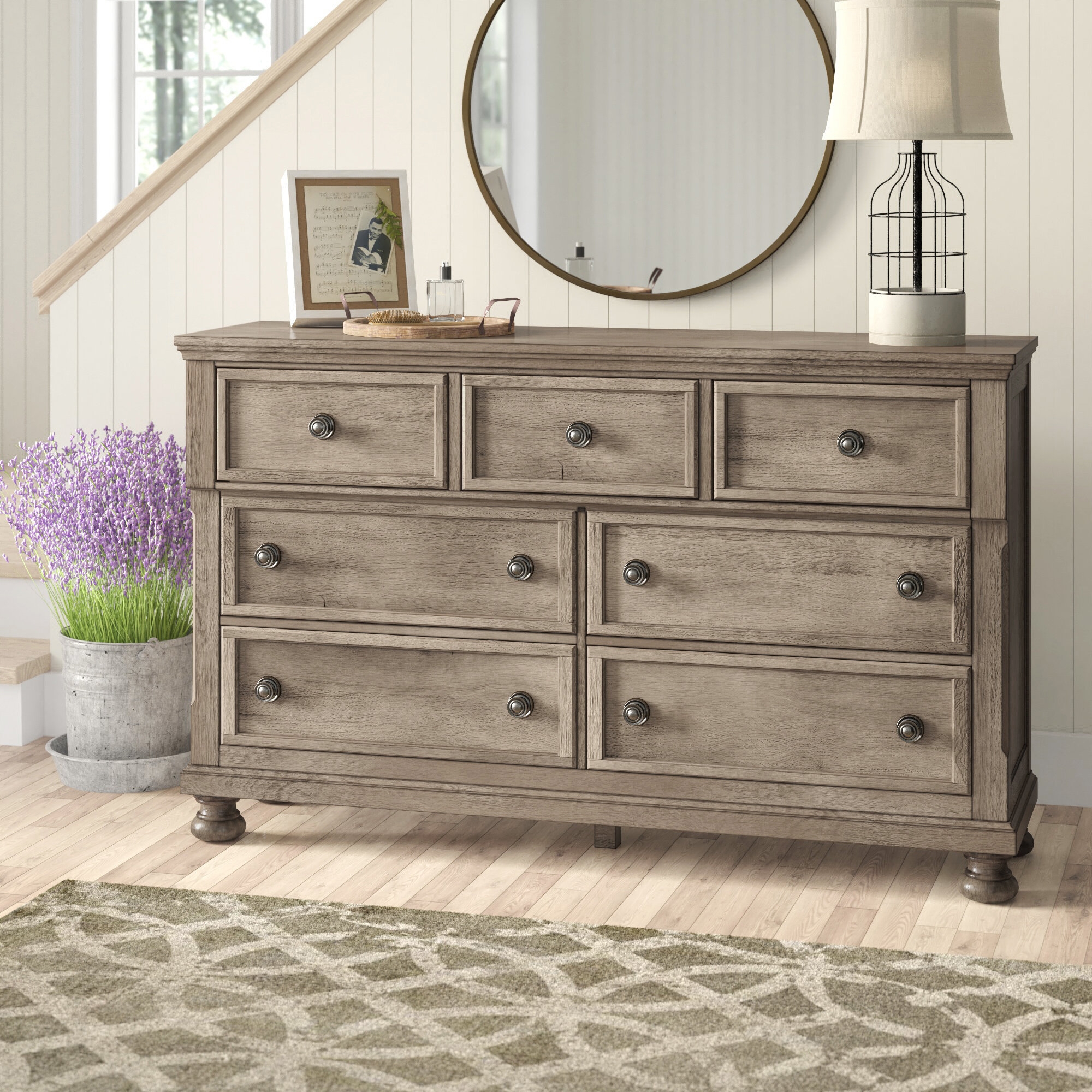 Darby Home Co Antique Gray 1pc Dresser with 7 Drawers: Traditional ...