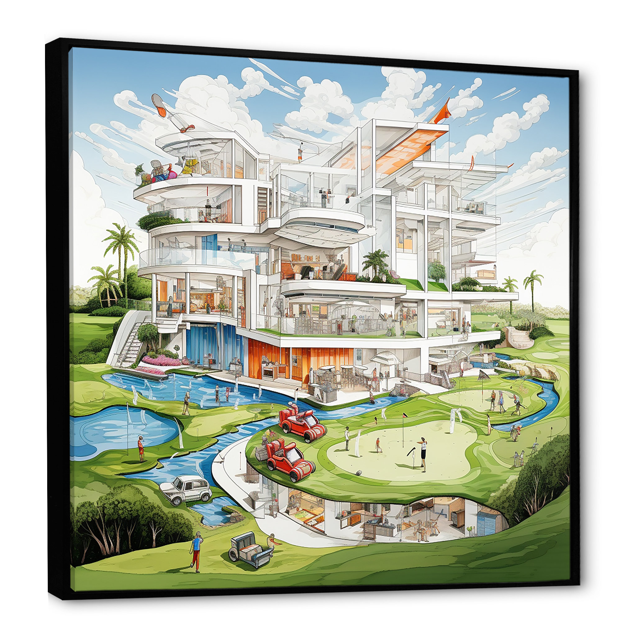Winston Porter Drawing Of A Country Clubs - Buildings & Cityscapes Wall ...