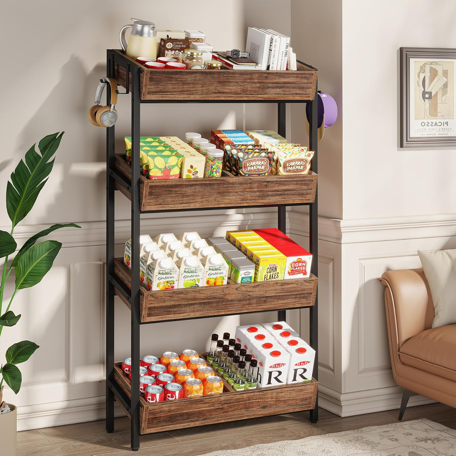SIPIROT 4-Tier Retail Display Shelf, Tall Snack Rack, Concession Chip ...