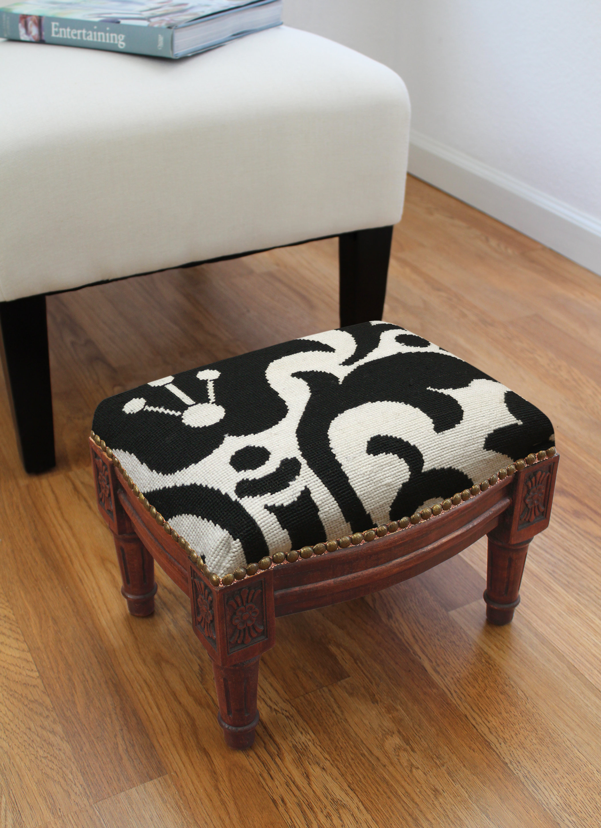 Charlton Home® Kimes 14" Wide Floral Footstool Ottoman | Wayfair