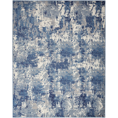 17 Stories Cloree Performance Blue/Ivory/Gray Rug & Reviews | Wayfair