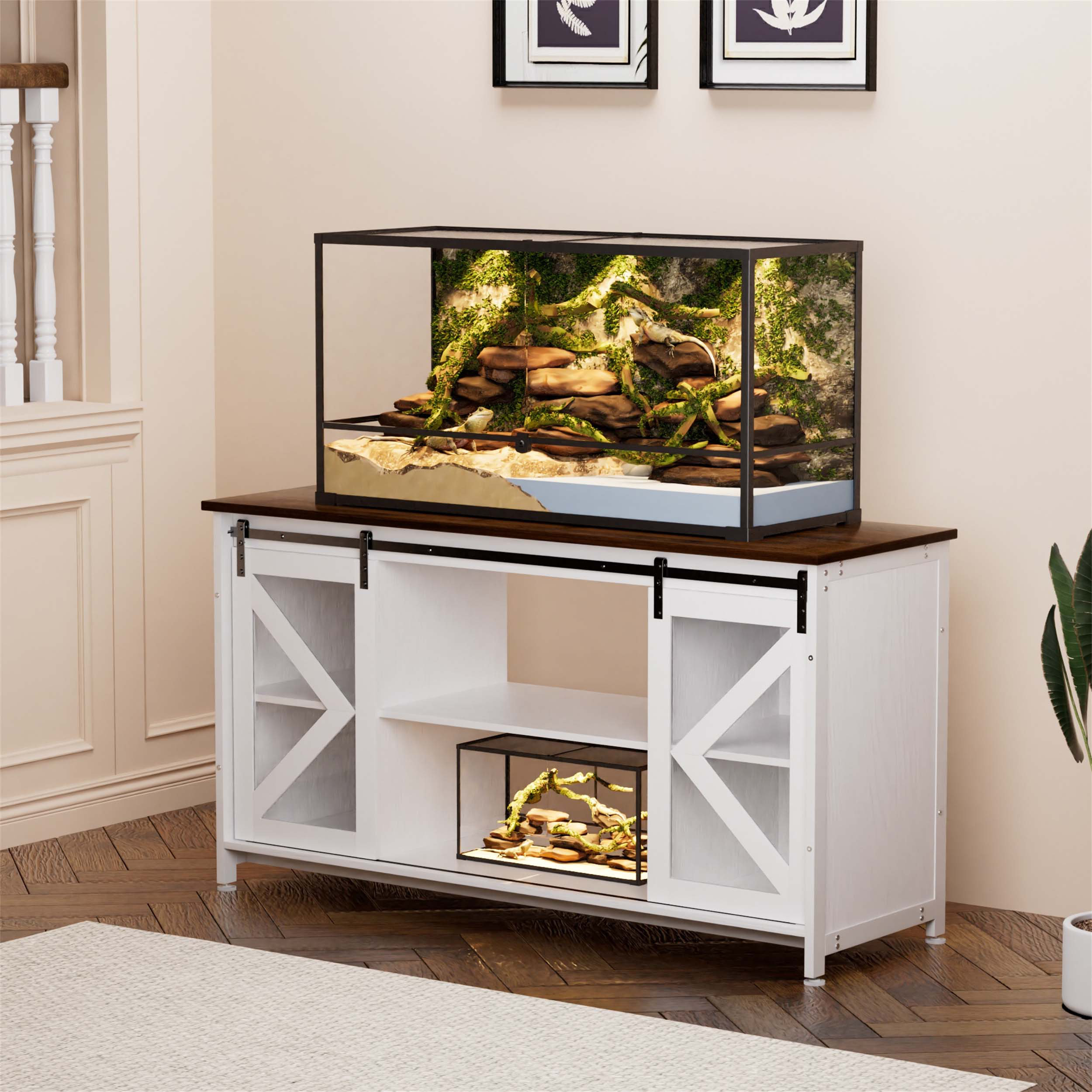 17 Stories Aquarium Stand with Storage Cabinet for Fish Tanks and ...