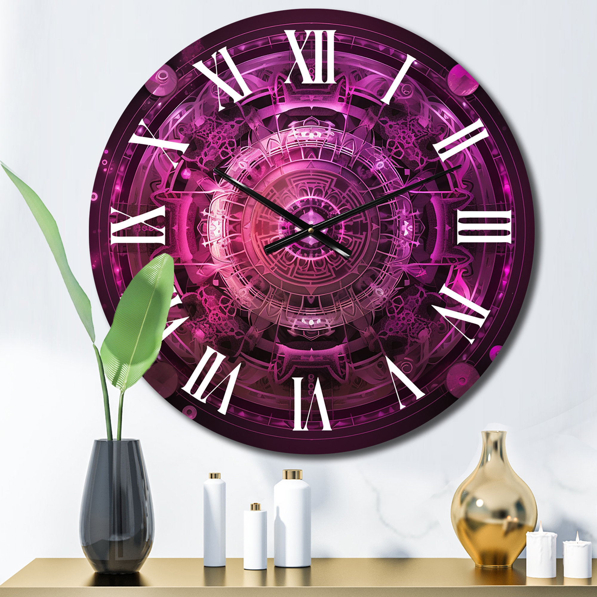 Design Art Mystical Fuchia Sacred Chakra Portal - Modern Geometric Wall ...