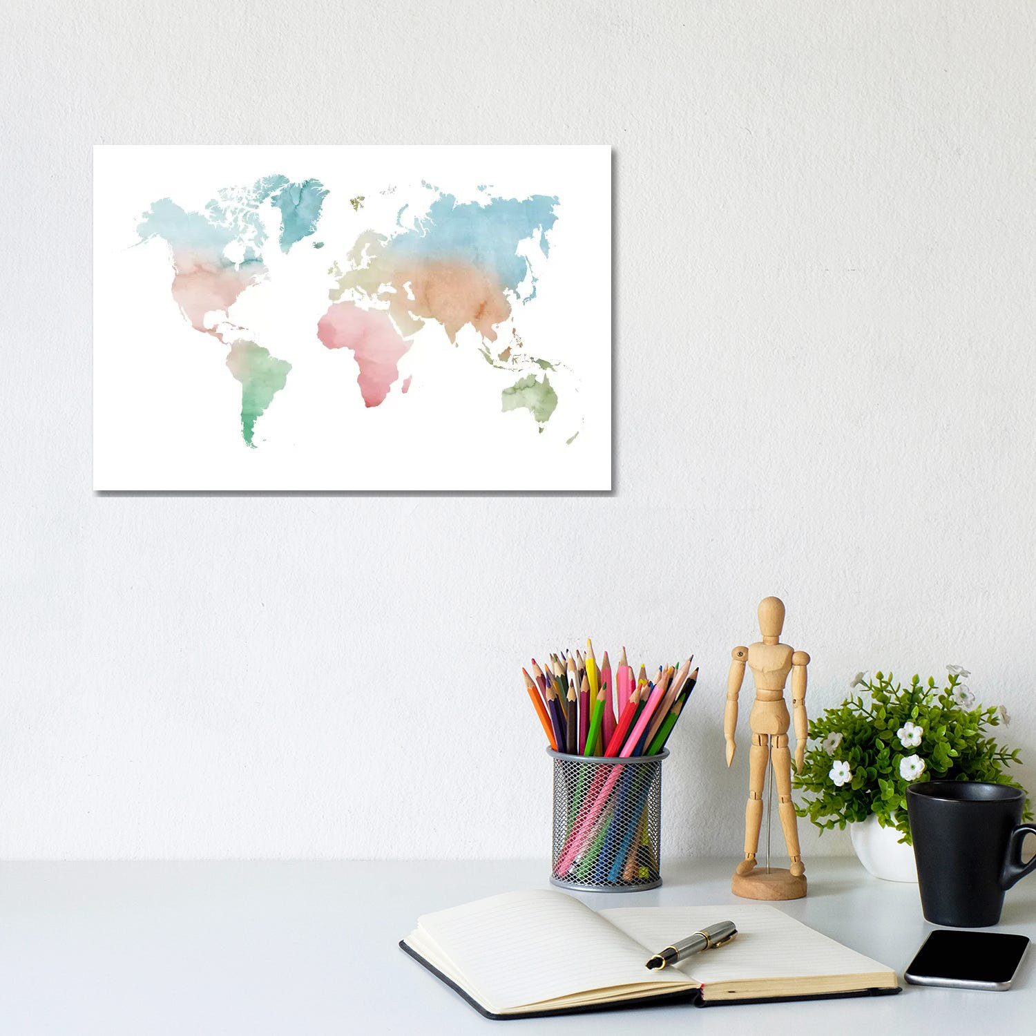 East Urban Home Watercolor World Map - Pastels Colours - Wayfair Canada