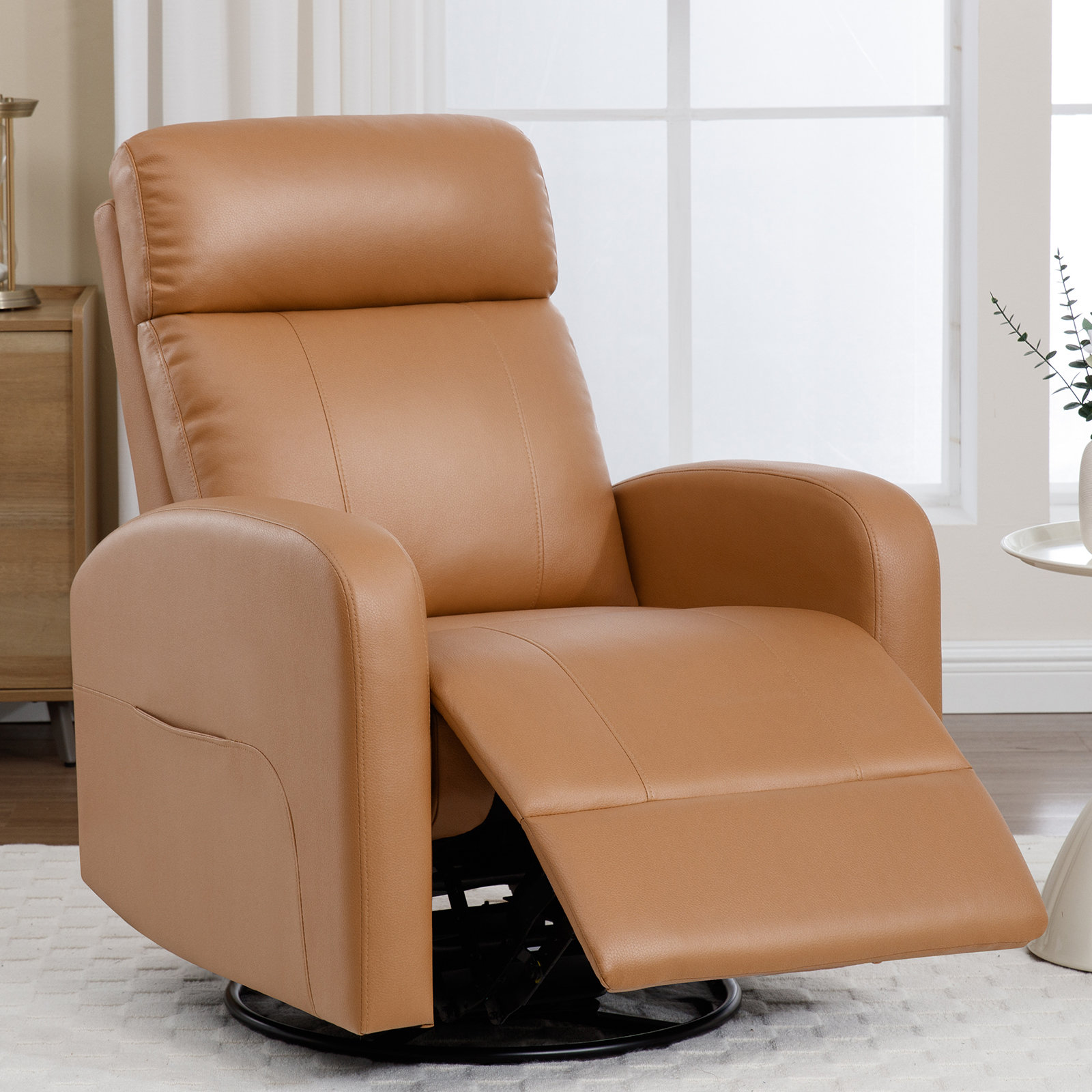 Aemeios Silina Modern Soft Touch Fuax Leather Swivel Rocker Recliner ...