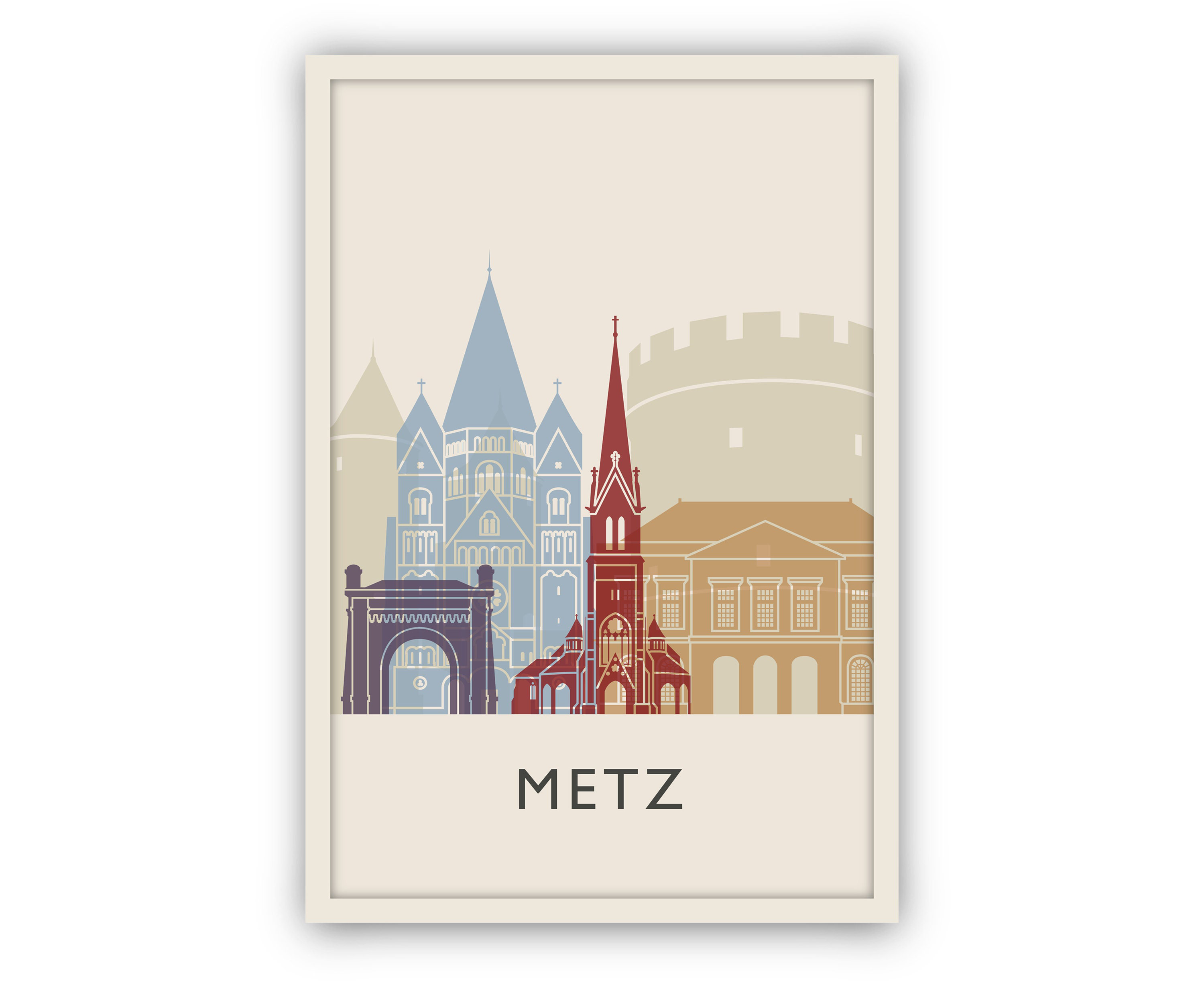Ebern Designs Metz Illustration World Cities Poster, Unframed Print ...