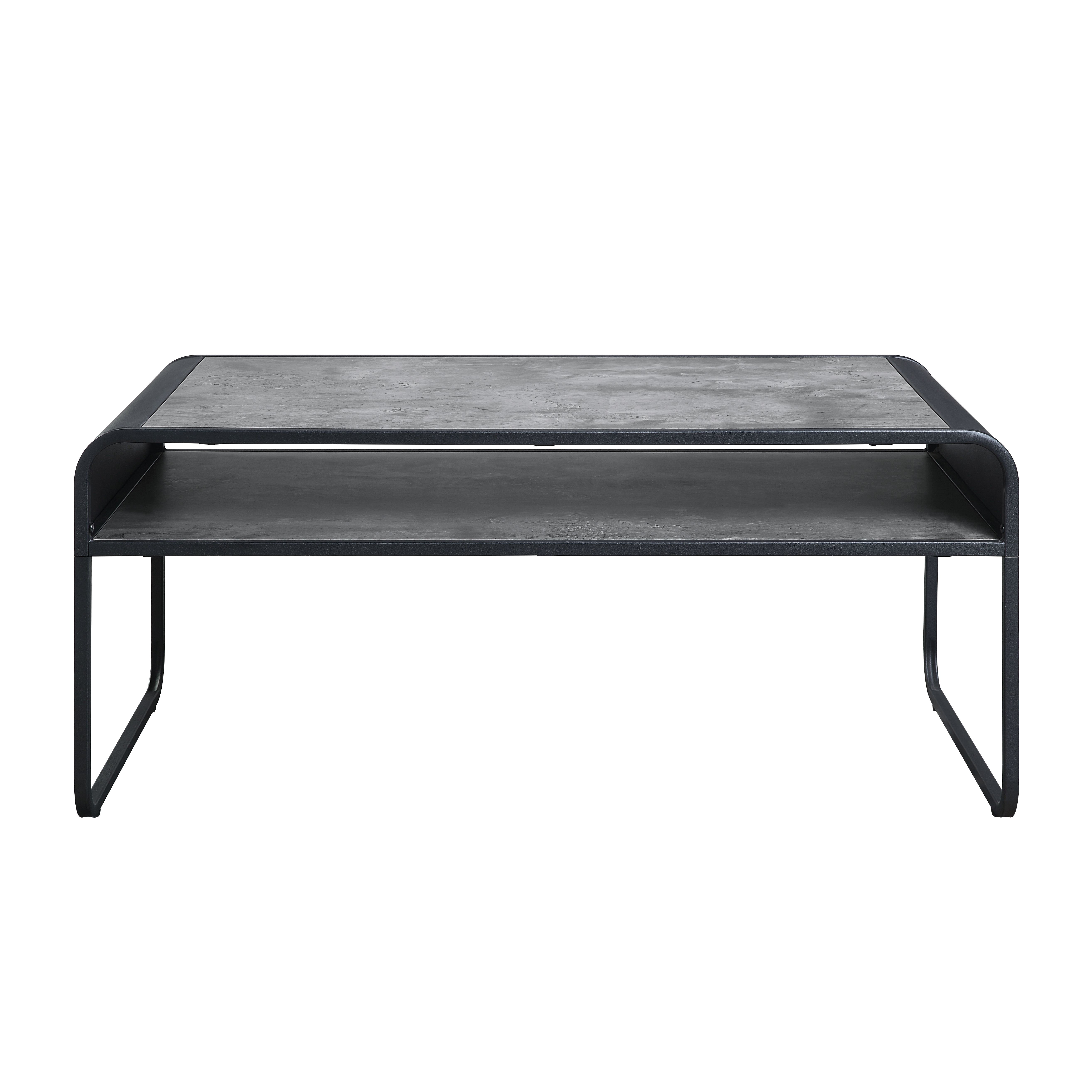 17 Stories Issac Curved-Edge Coffee Table with Metal Frame & Storage ...