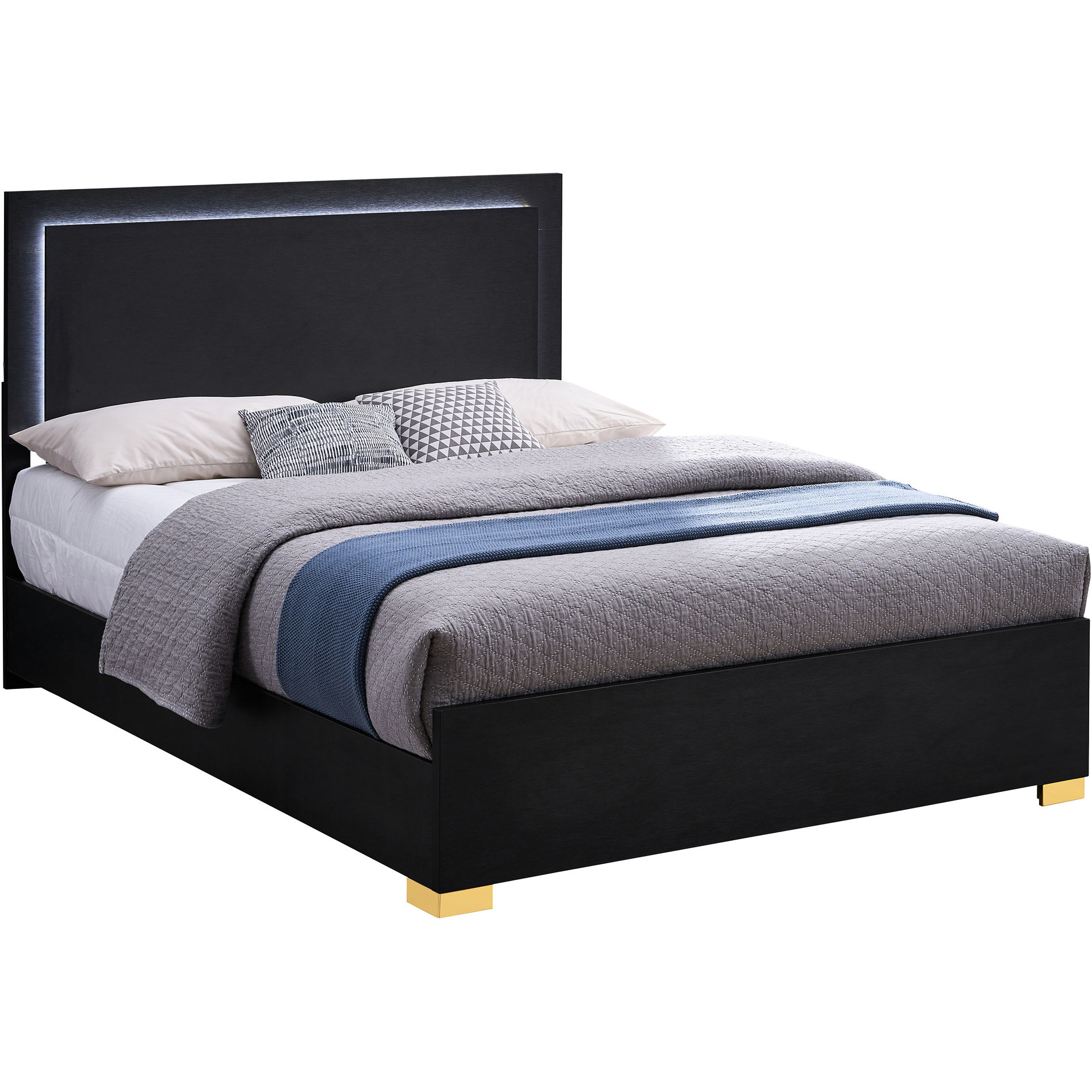 Brayden Studio® King Bed With Black Led Headboard And Contemporary ...