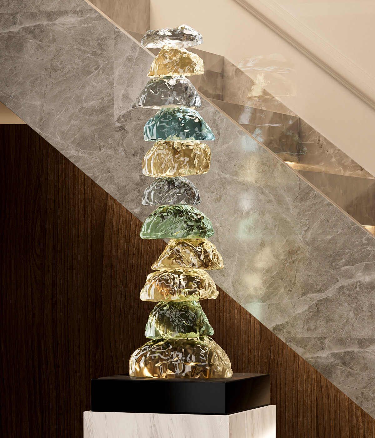 STONE DRAGON TILE ARTS LLC Modern Creative Fiberglass Stacked Art ...