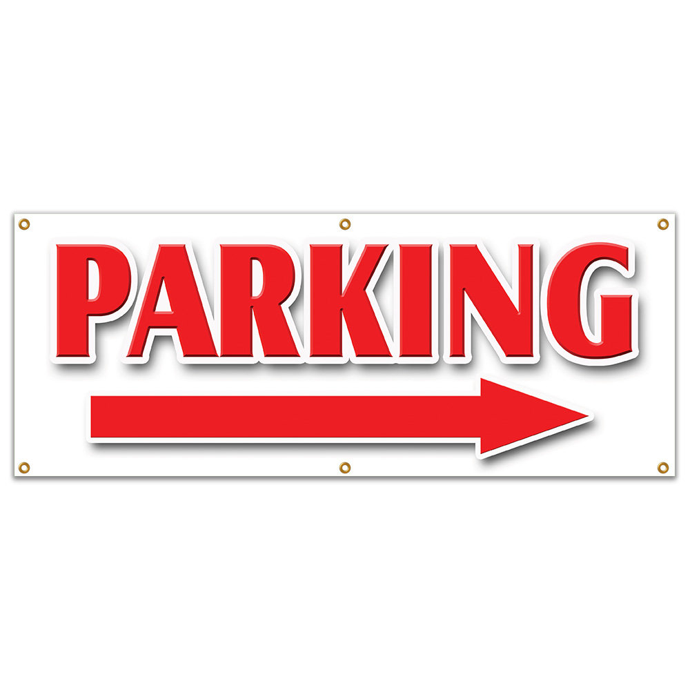 SignMission PARKING RIGHT ARROW BANNER SIGN Parking Lot Garage Valet ...