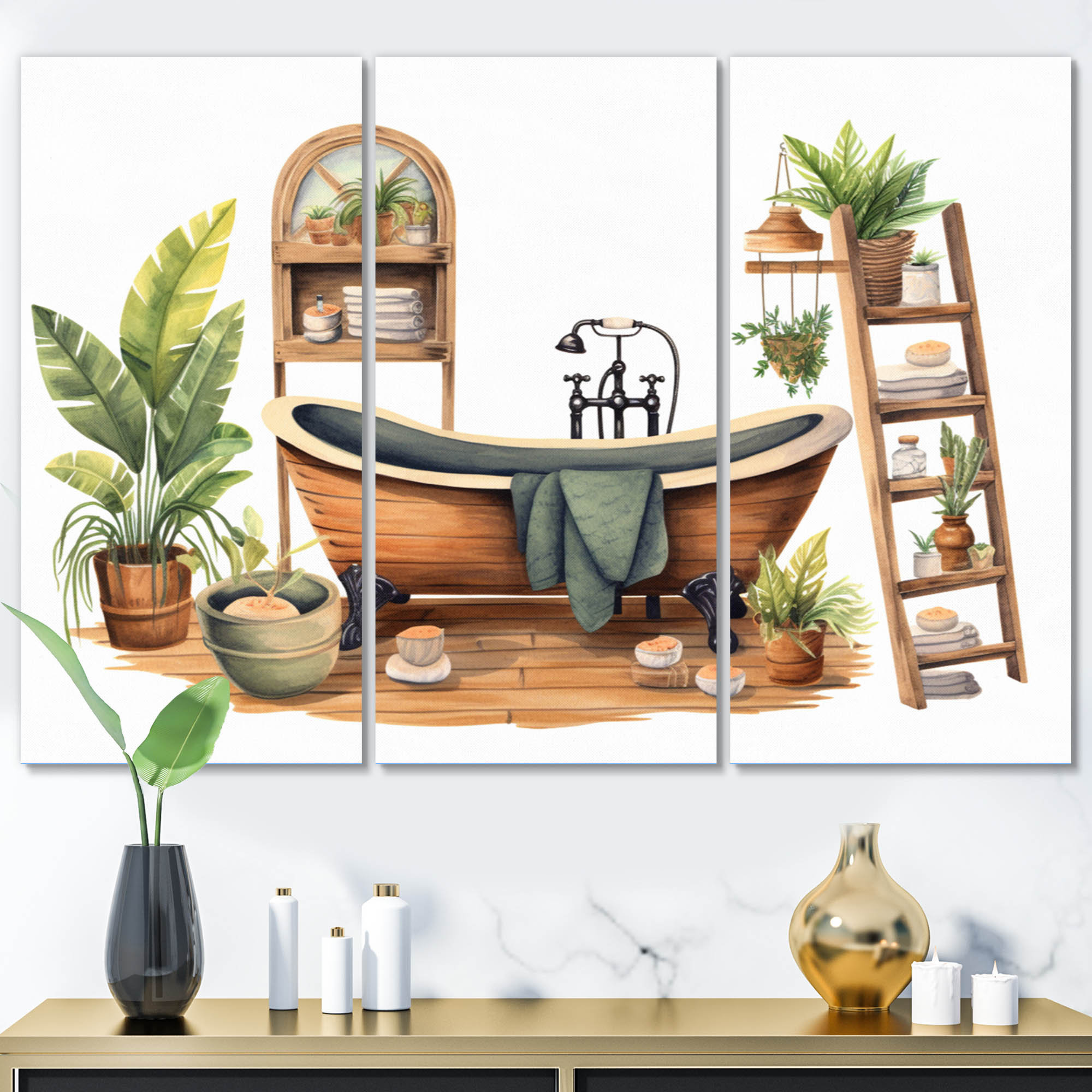 Design Art Natural Bathroom Decor XVI - Bathroom Metal Wall Art Living ...