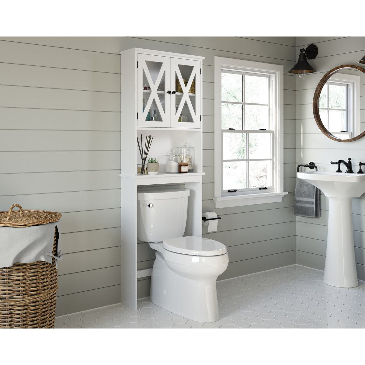 Sand & Stable™ Owen 23.62" W x 68.11" H x 8.071" D Over-the-Toilet ...