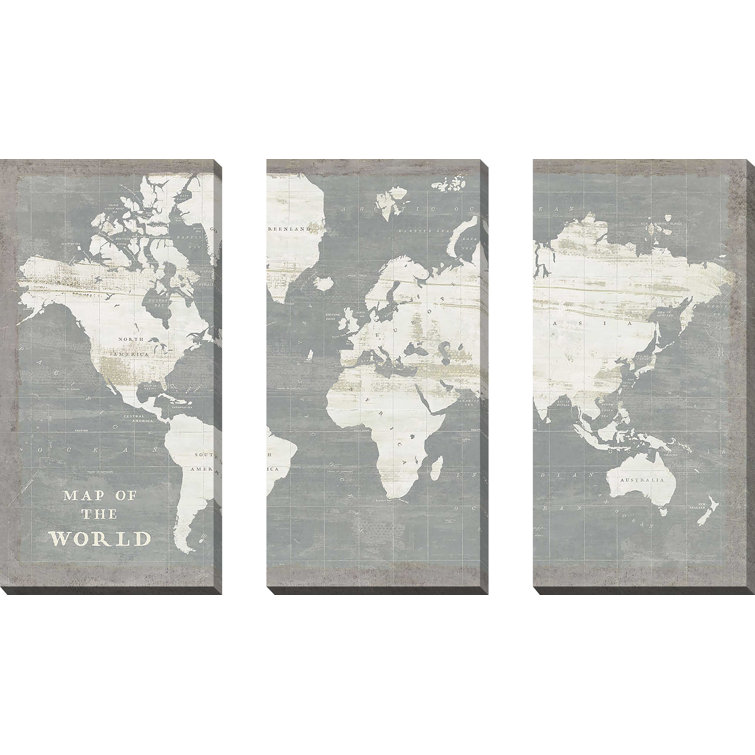 Williston Forge "Slate World Map" By Sue Schlabach 3 Piece Print On ...