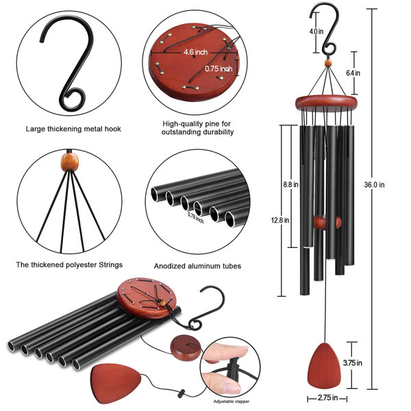 Arlmont & Co. Large Aluminium Wind Chimes Outside, Soothing Melodic ...