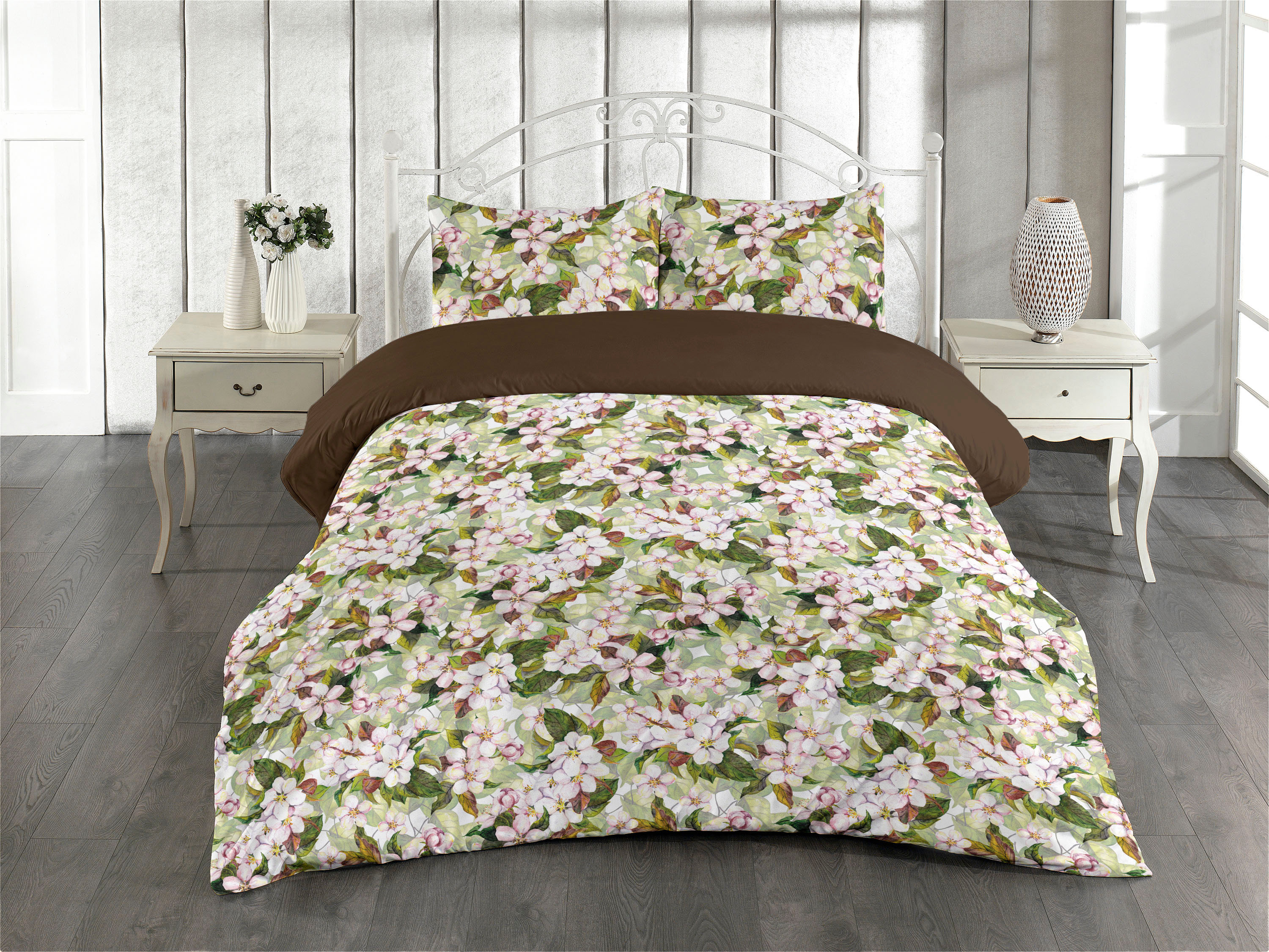 Ambesonne Cherry Blossom Duvet Cover Set Asian Flowers Spring Pale Pink Jade Green | Wayfair
