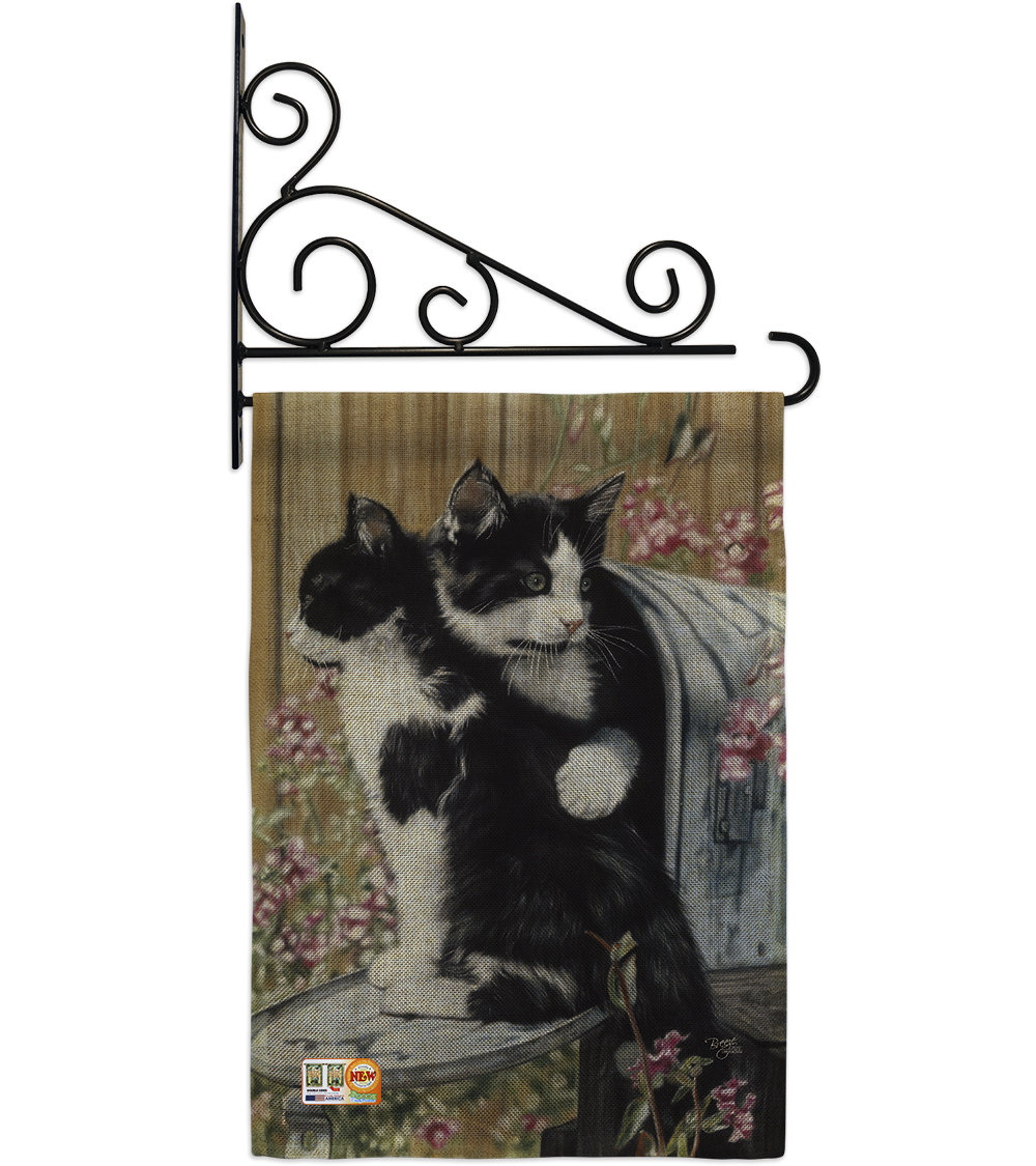 Breeze Decor Tuxedo Cat 2-Sided Burlap 19 x 13 in. Garden Flag | Wayfair