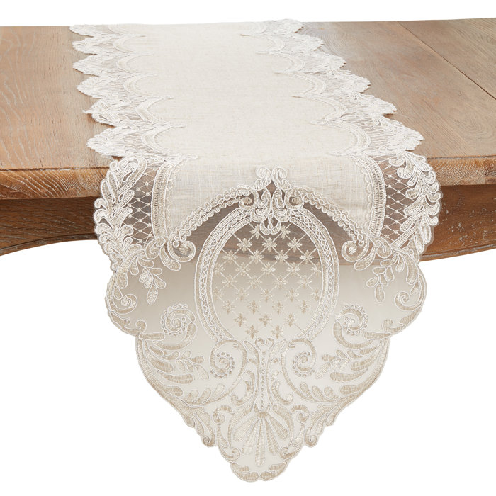 Saro Elegant Embroidered Lace Table Runner | Wayfair