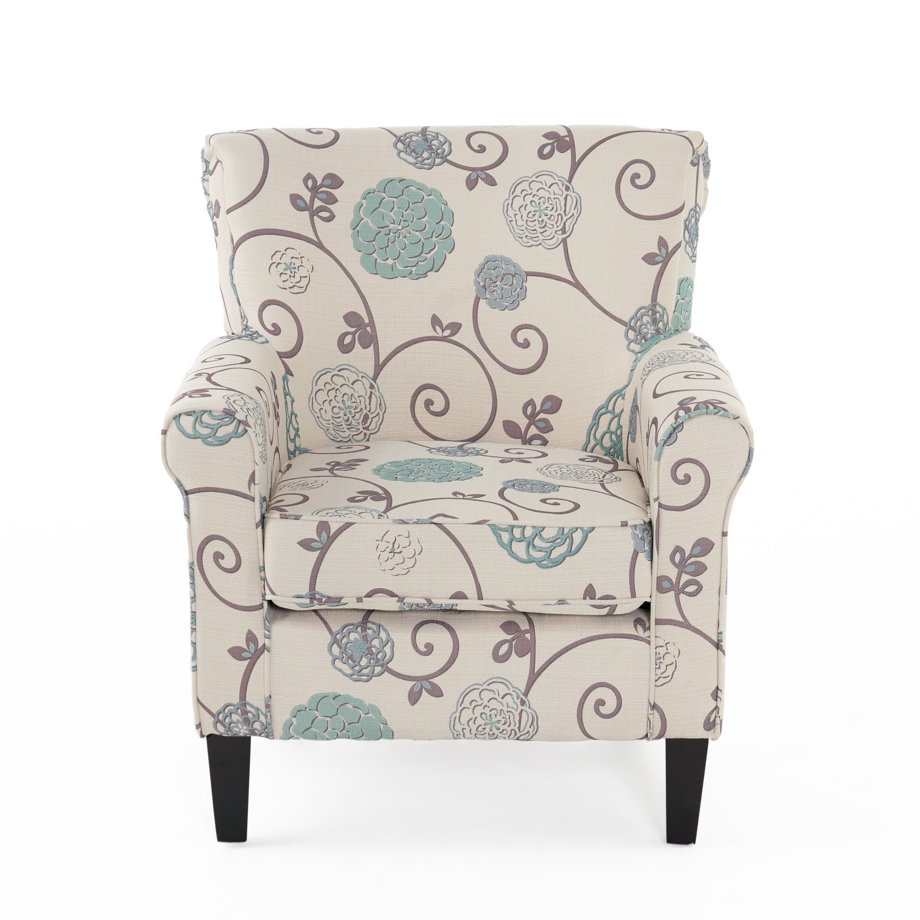 Wildon Home® Enticingly Club Chair - Blue Floral Upholstery Chair ...