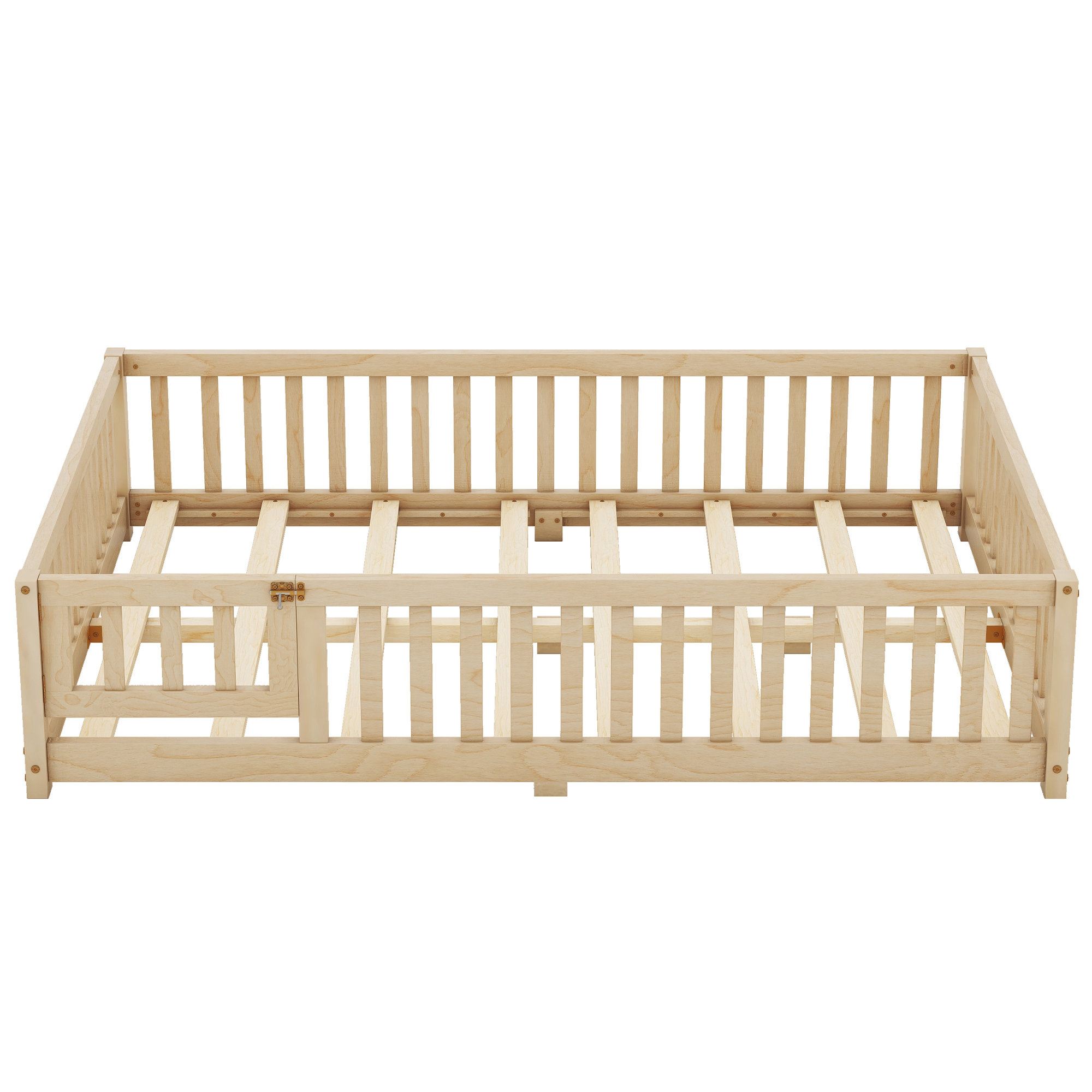 Lark Manor Lit plateforme en bois avec clôture et porte pour tout-petits - Wayfair Canada