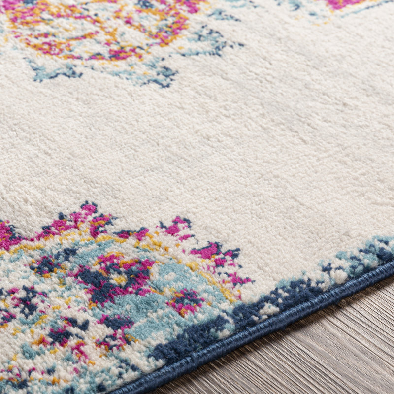 Langley Street Fleeman Performance Navy/Pink Rug & Reviews | Wayfair