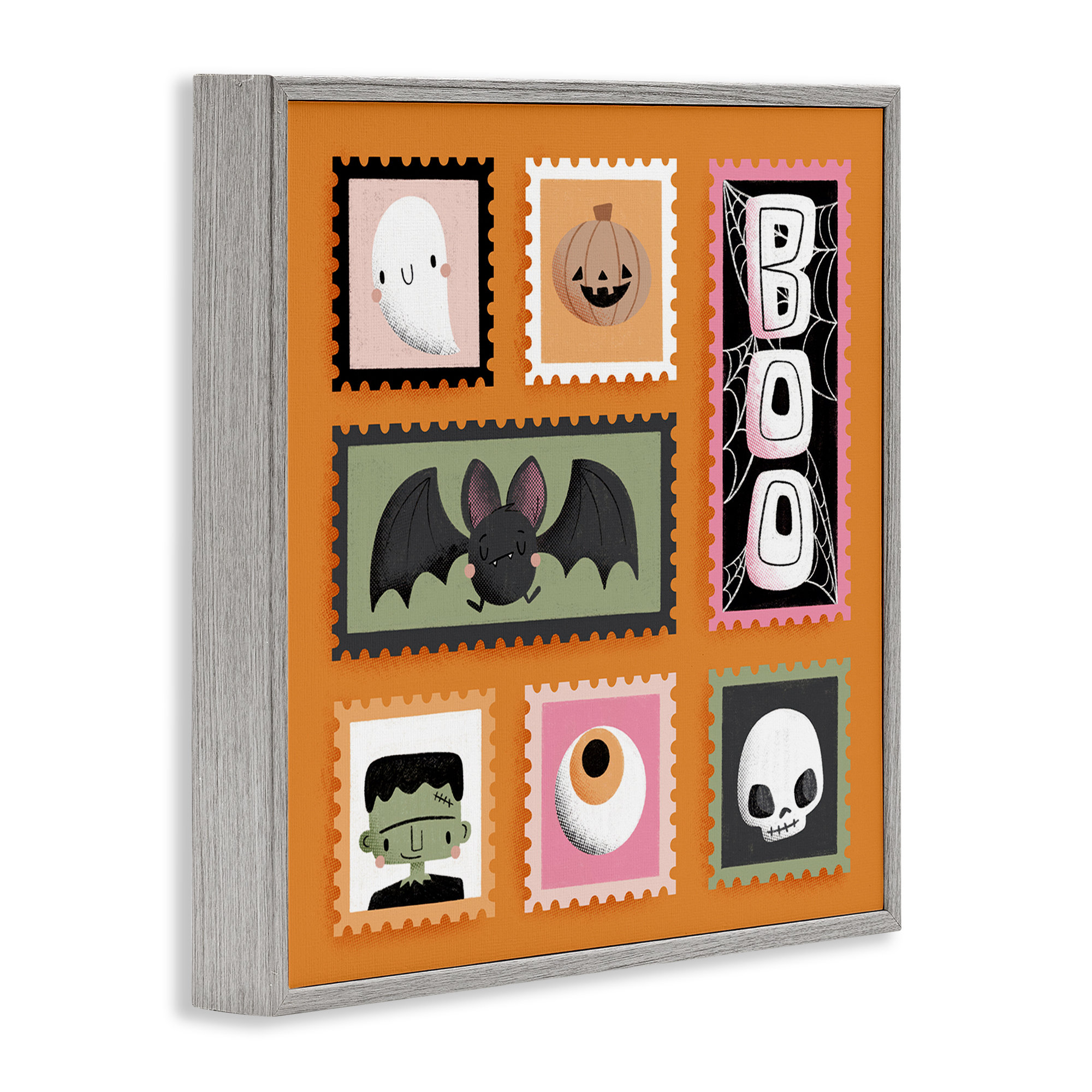 Stupell Industries Spooky Cute Halloween Stamps Framed Giclee, design ...