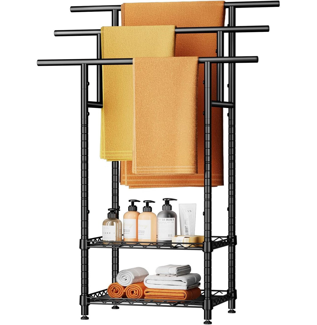 AZOPIR 44" Tall Standing Towel Racks 3 Tier Towel Stand Blanket Rack ...