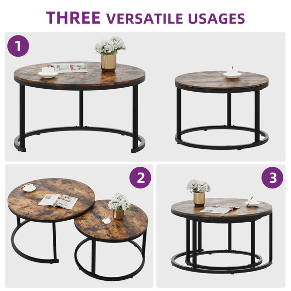 17 Stories Juhani Nesting Metal Frame Coffee Table & Reviews | Wayfair