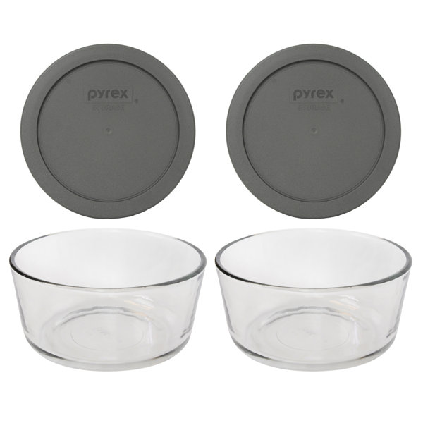 Pyrex (2) 7201 4 Cup Glass Bowls & (2) 7201-PC Lids & Reviews | Wayfair