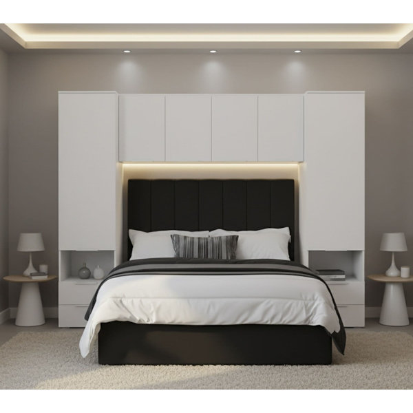 Ebern Designs Santino Matte White Over Bed Storage Unit | Wayfair.co.uk