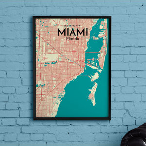Wrought Studio Miami City Map On Paper Print | Wayfair