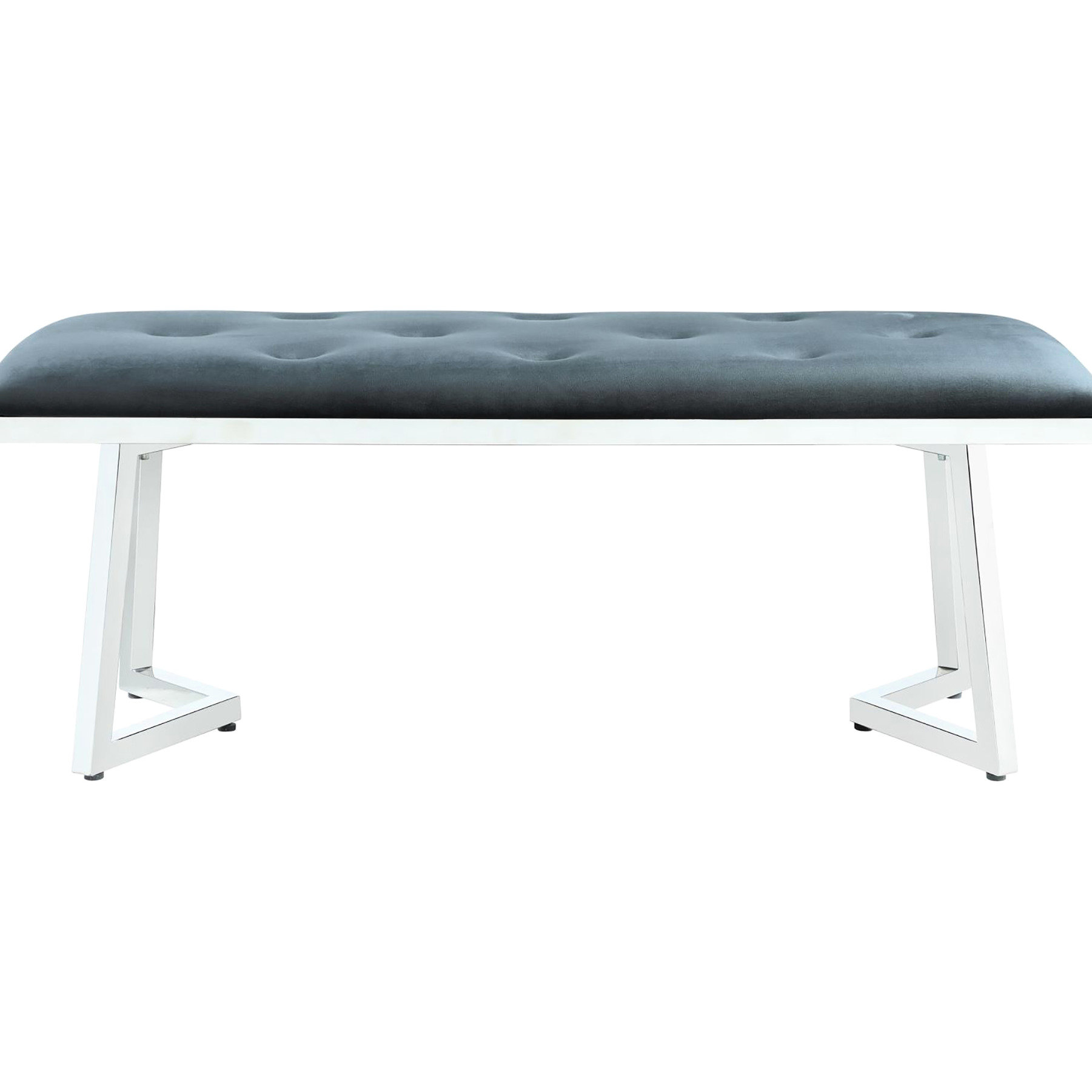 Everly Quinn Dark Grey Upholstered Bench With Cushion And Frame Base ...
