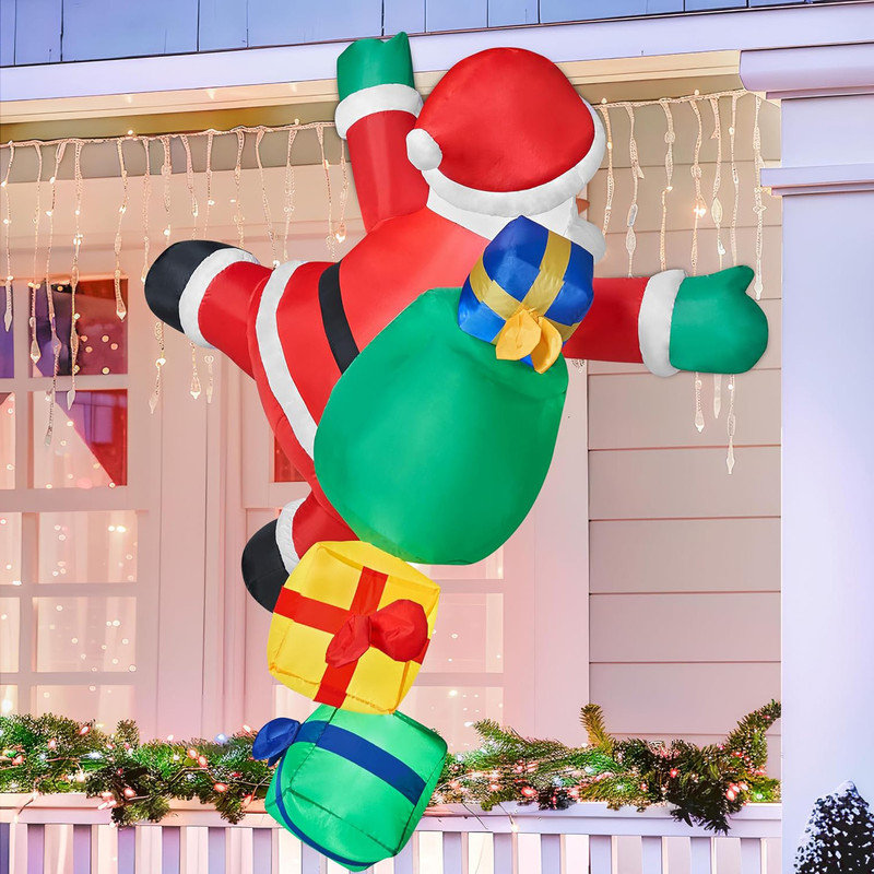 The Holiday Aisle® 6 FT Tall Christmas Inflatable Climbing Santa with ...