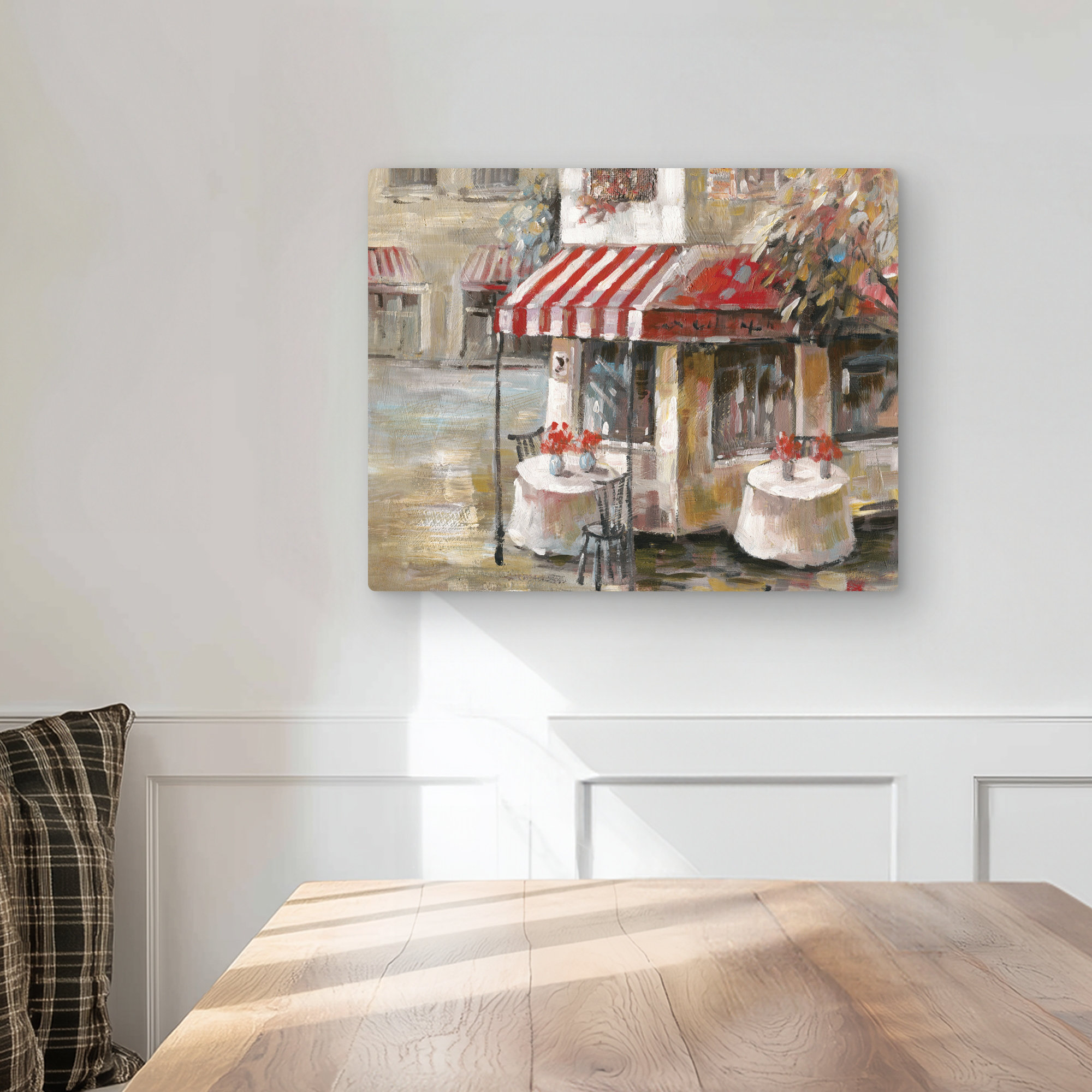 Lark Manor™ Sunny restaurant terrace - Contemporary Red metal print ...