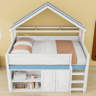 Harriet Bee Full Wood Loft Bed With Storage Cabinet, Shelves And Canopy ...