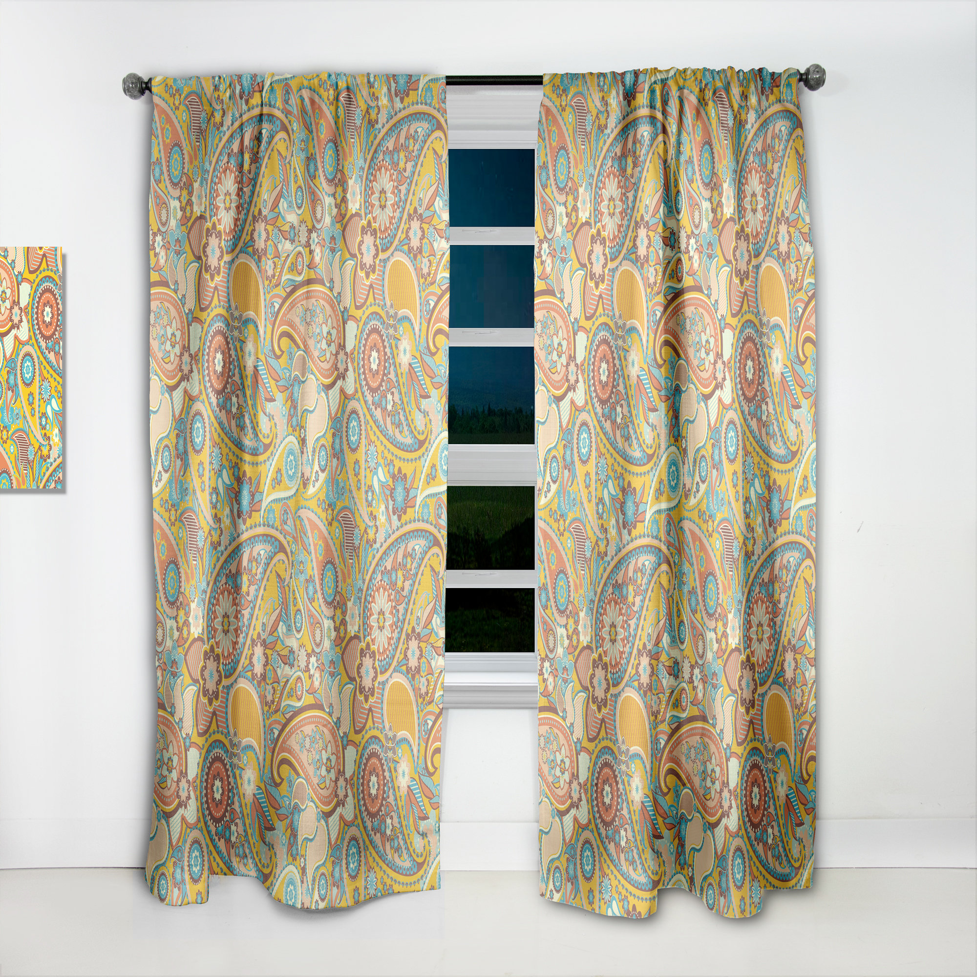Design Art Pattern Paisley - Bohemian Curtain - Velvet Room darkening ...