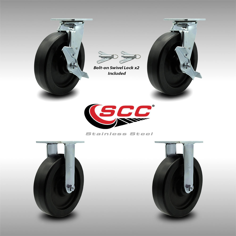 Service Caster 4 Piece Stainless Steel Polyolefin Caster Set | Wayfair