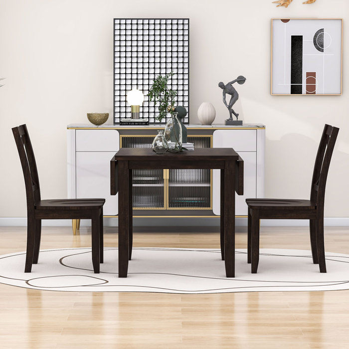 Gracie Oaks Rainar 3 - Piece Extendable Dining Set with Drop Leaf, 2 ...