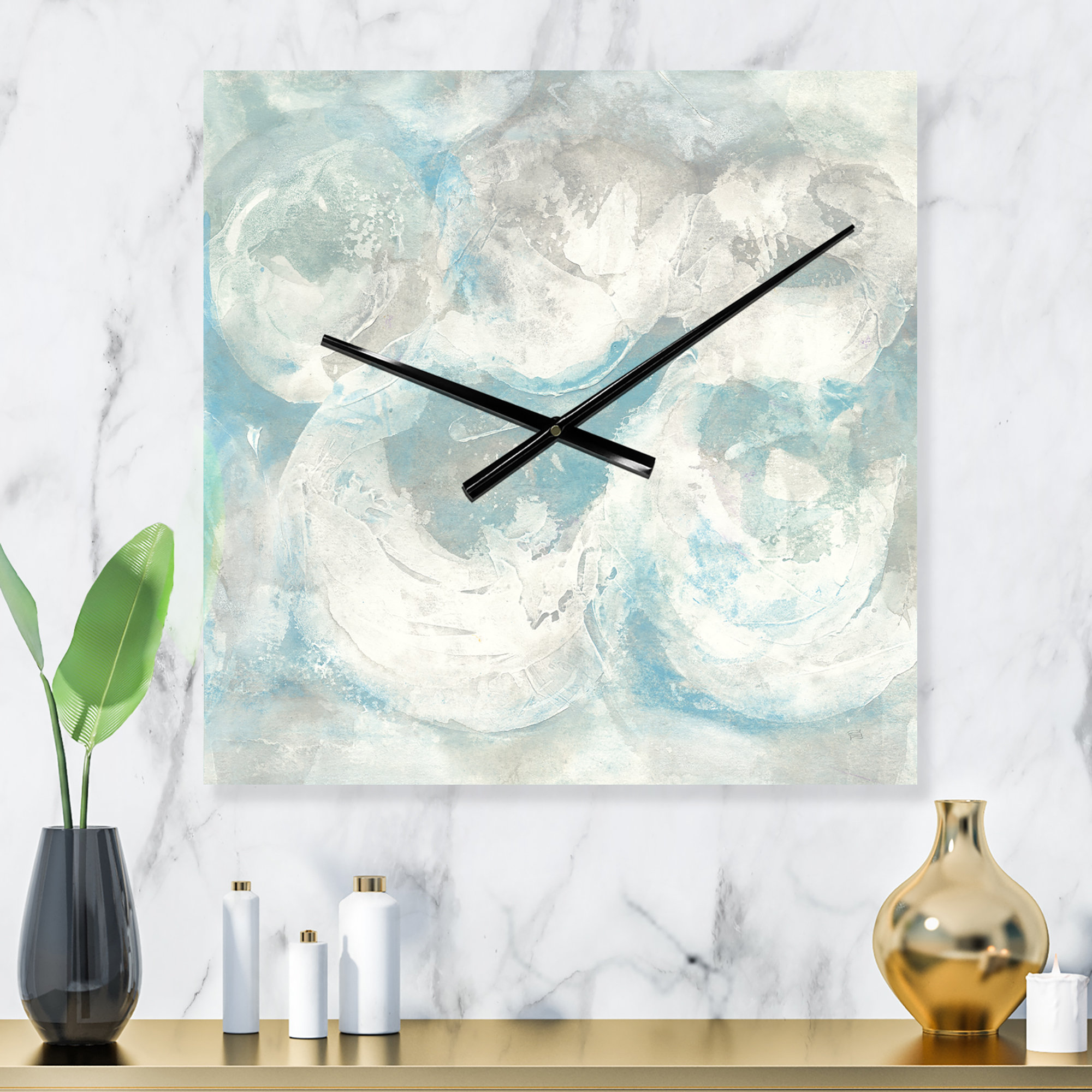East Urban Home Pale Blue Shade IV - Coastal Wall Clock | Wayfair