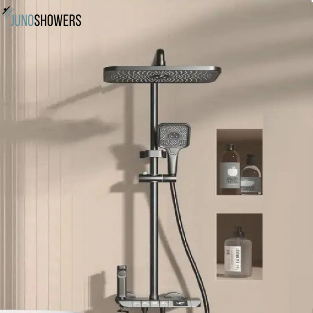 Juno Showers Juno Matte Black Wall-Mounted Digital Shower Set – Four ...