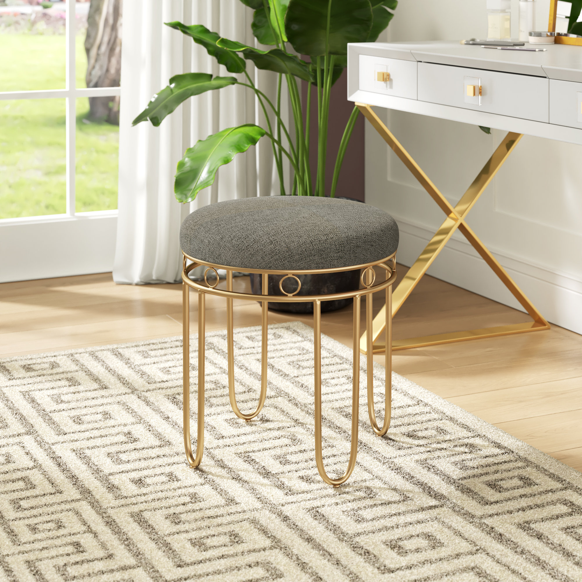 Mercer41 Faiza Metal Accent Stool - Wayfair Canada