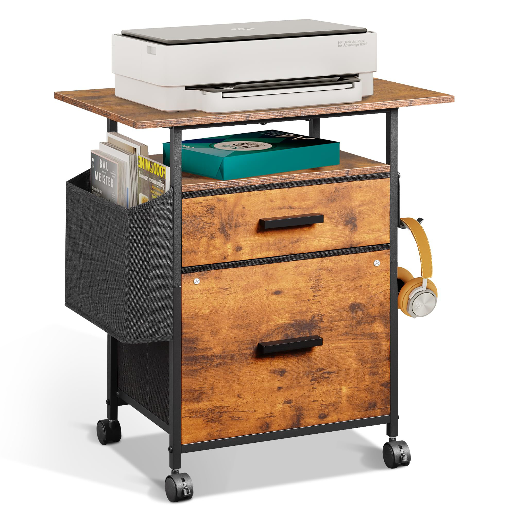 17 Stories File Cabinet Printer Stand, Mobile Filing Cabinet With 2 ...