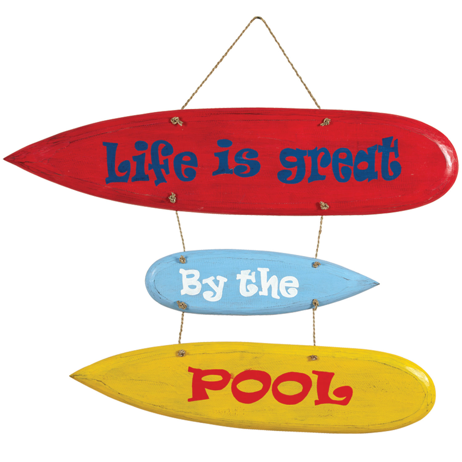 Bay Isle Home "Life Is Great By The Pool" Surfboard Rope Sign | Wayfair
