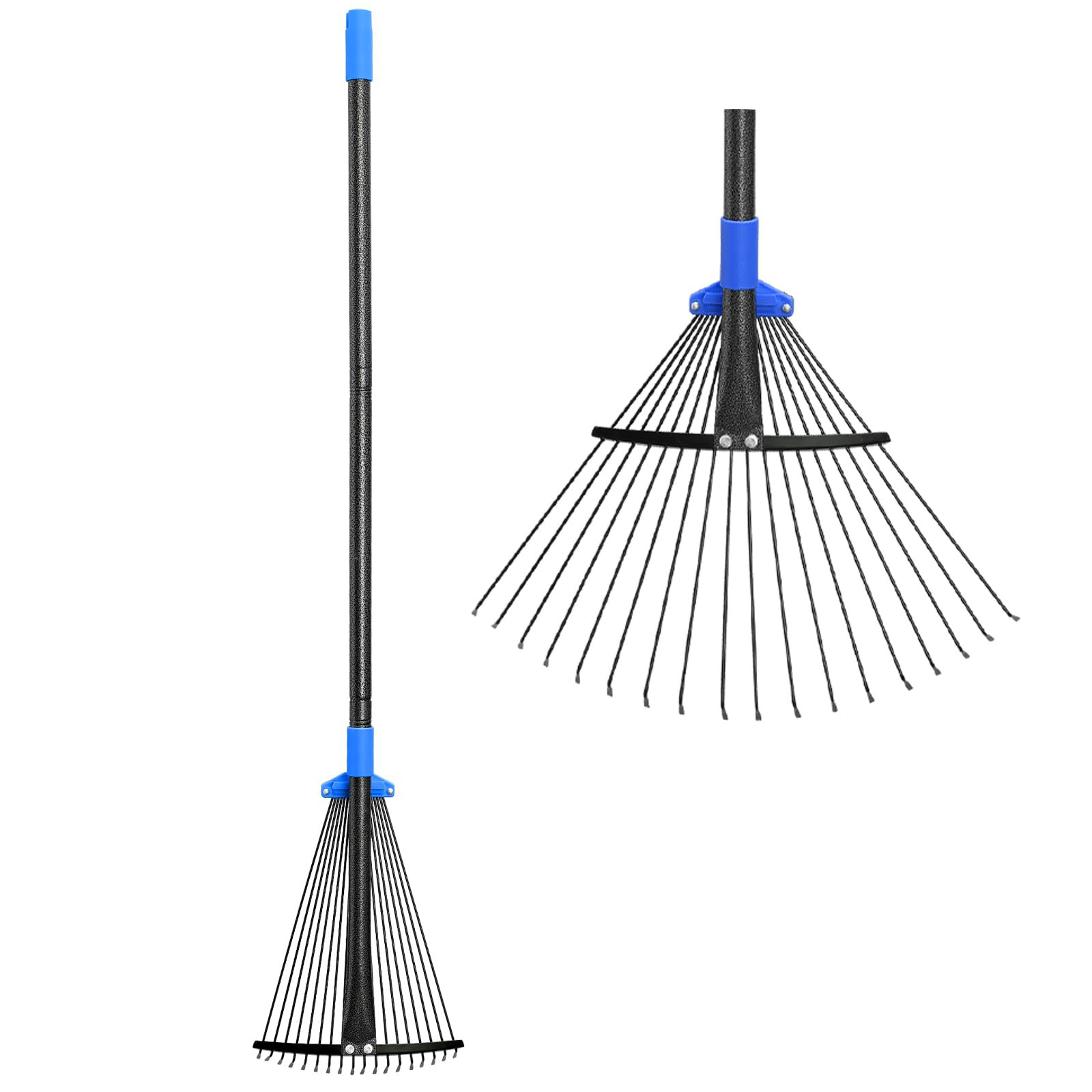 CONMINI Adjustable Metal Leaf Rake Long Handle, Garden Rakes For Lawns ...