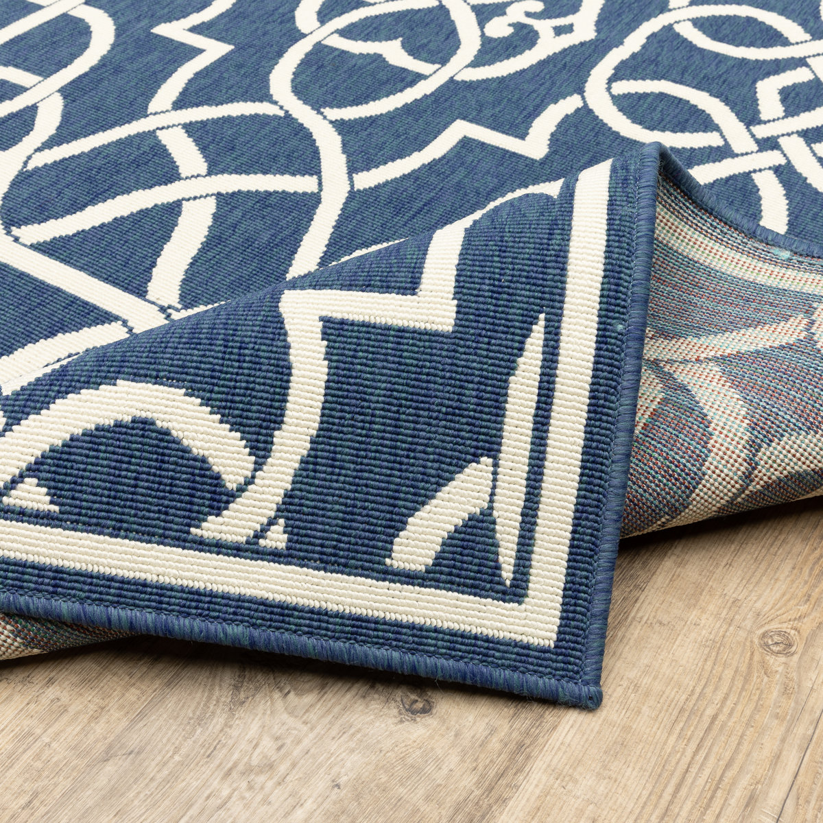 Lark Manor™ Deltana Geometric Navy/Beige Indoor / Outdoor Area Rug ...